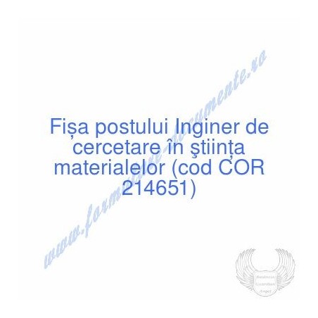 Fișa postului și Fișă de evaluare a performanțelor individuale pentru ...