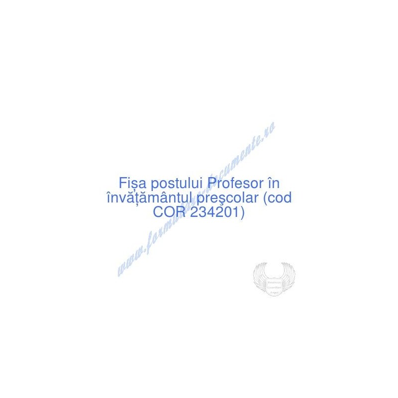 Fișa postului și Fișă de evaluare a performanțelor individuale pentru ...