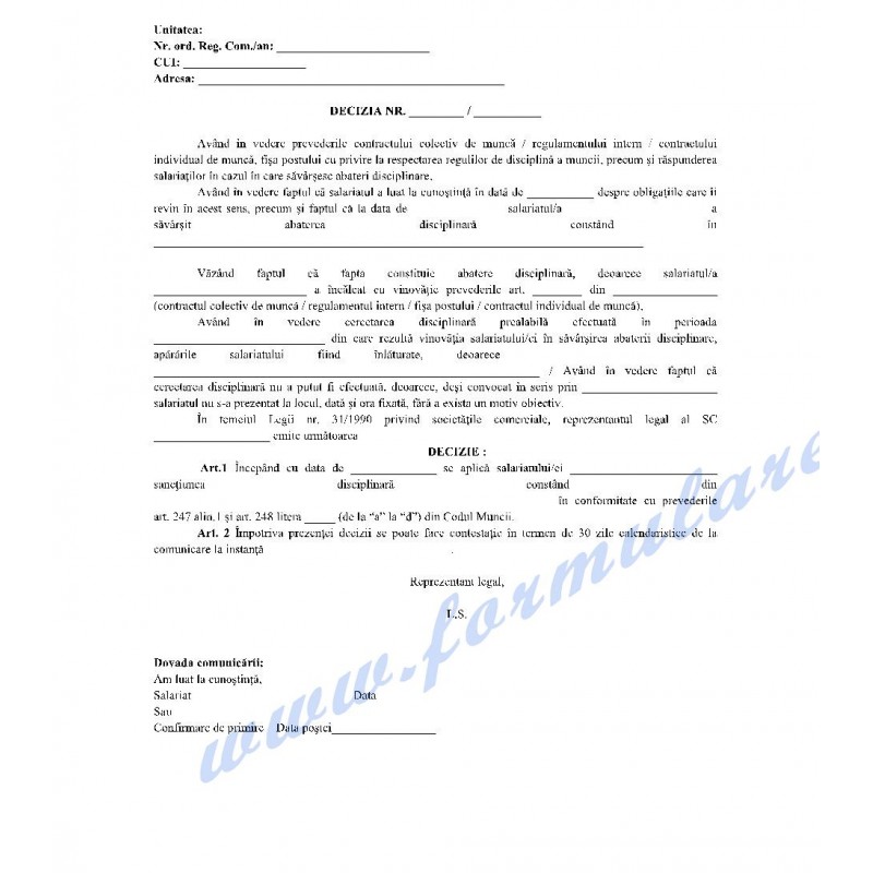 Dosar complet Cercetare disciplinară